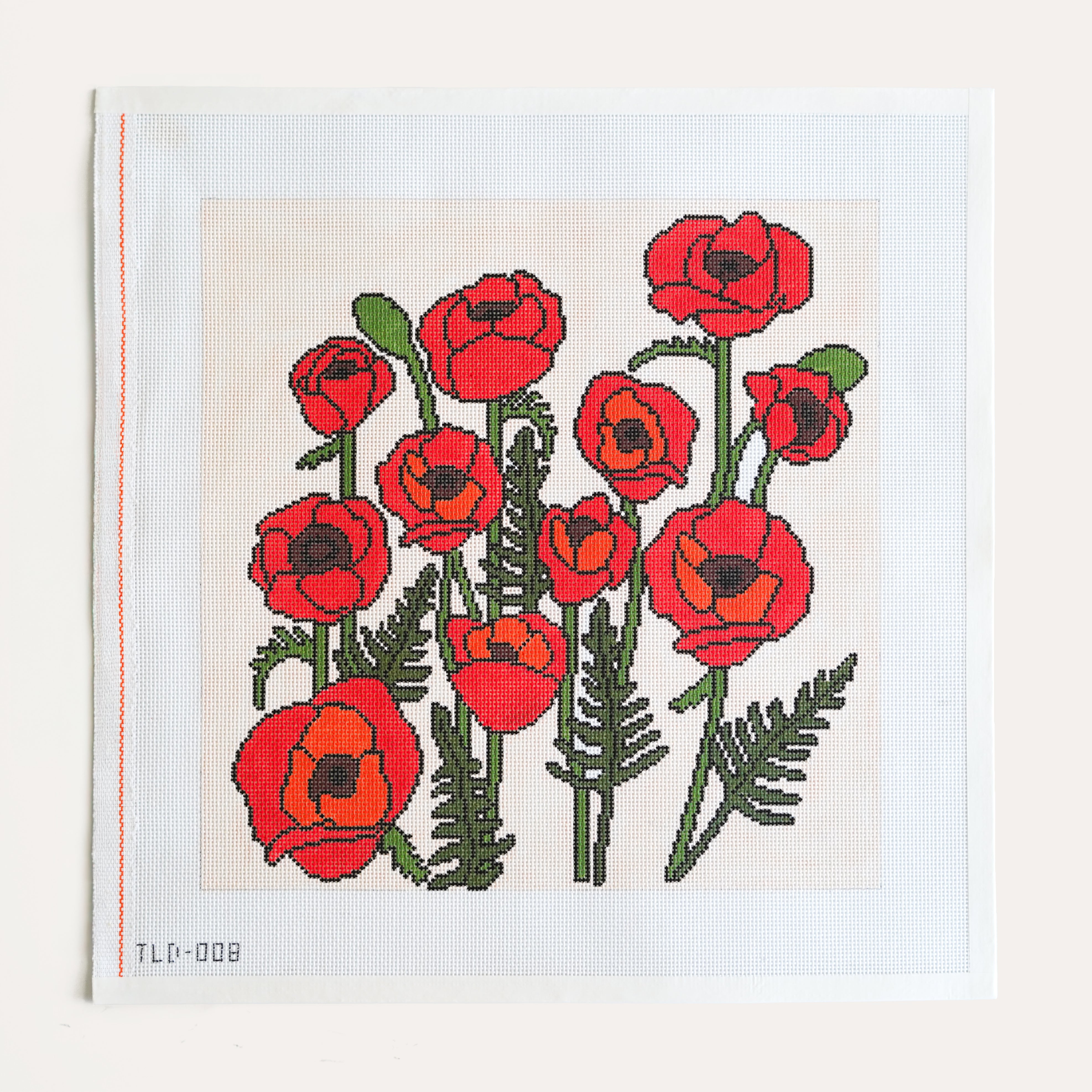 Poppies Needlepoint Canvas – Hand-Painted, 13 Mesh, 13" x 13" – The ...