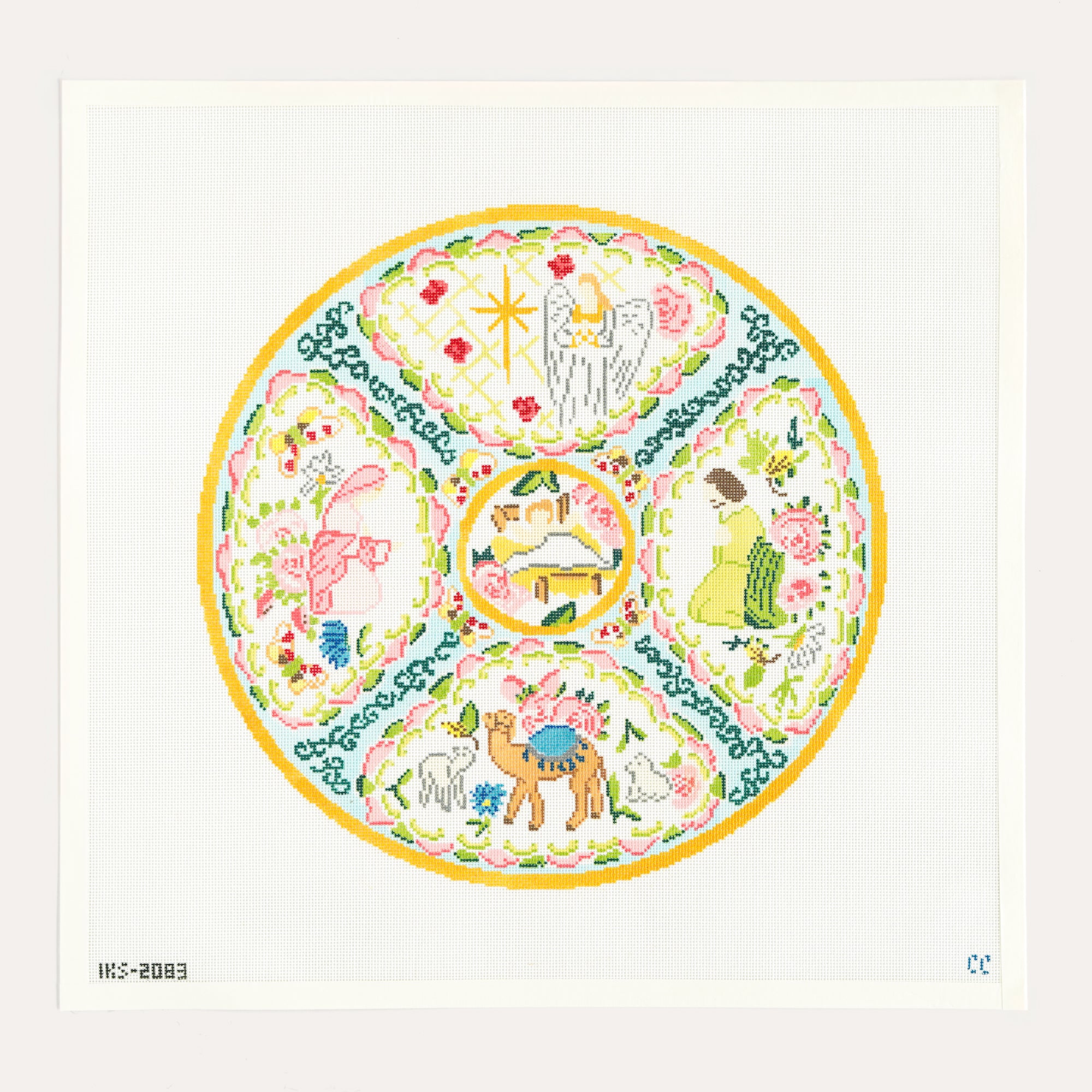 Nativity Round Needlepoint Canvas | Initial K Studio | 18 Mesh – The ...